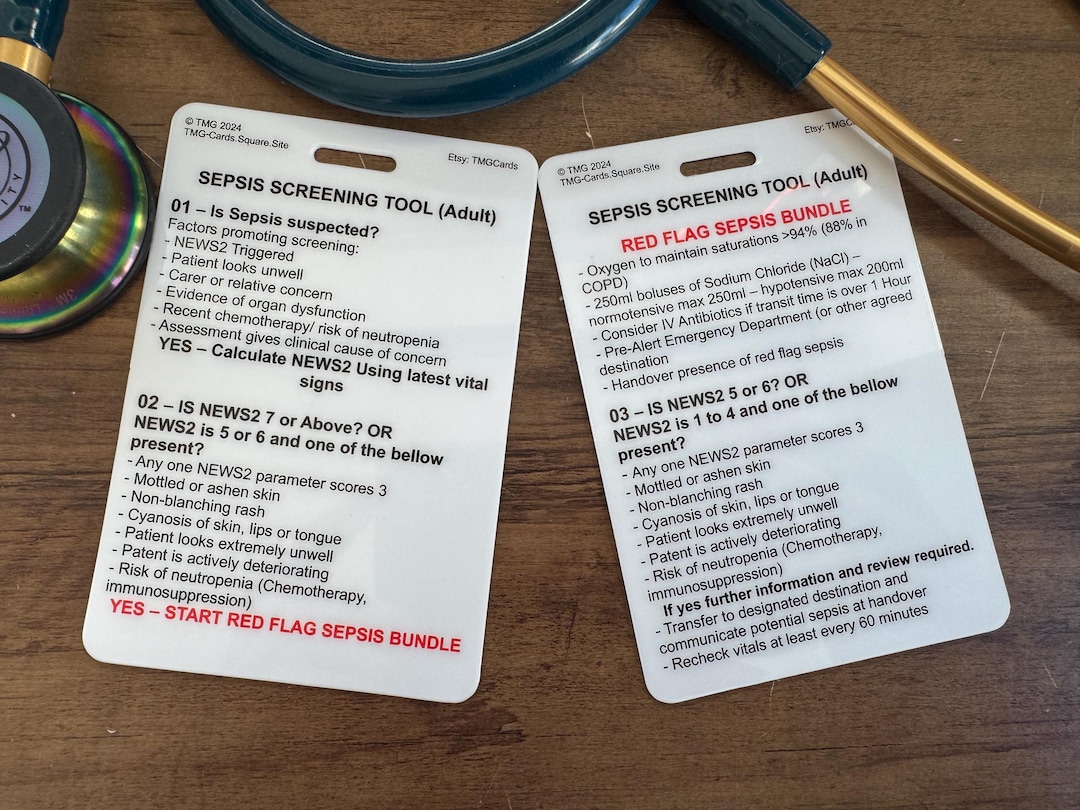 Sepsis Screening Tool (adult) Healthcare Educational Pocket Card - Etsy