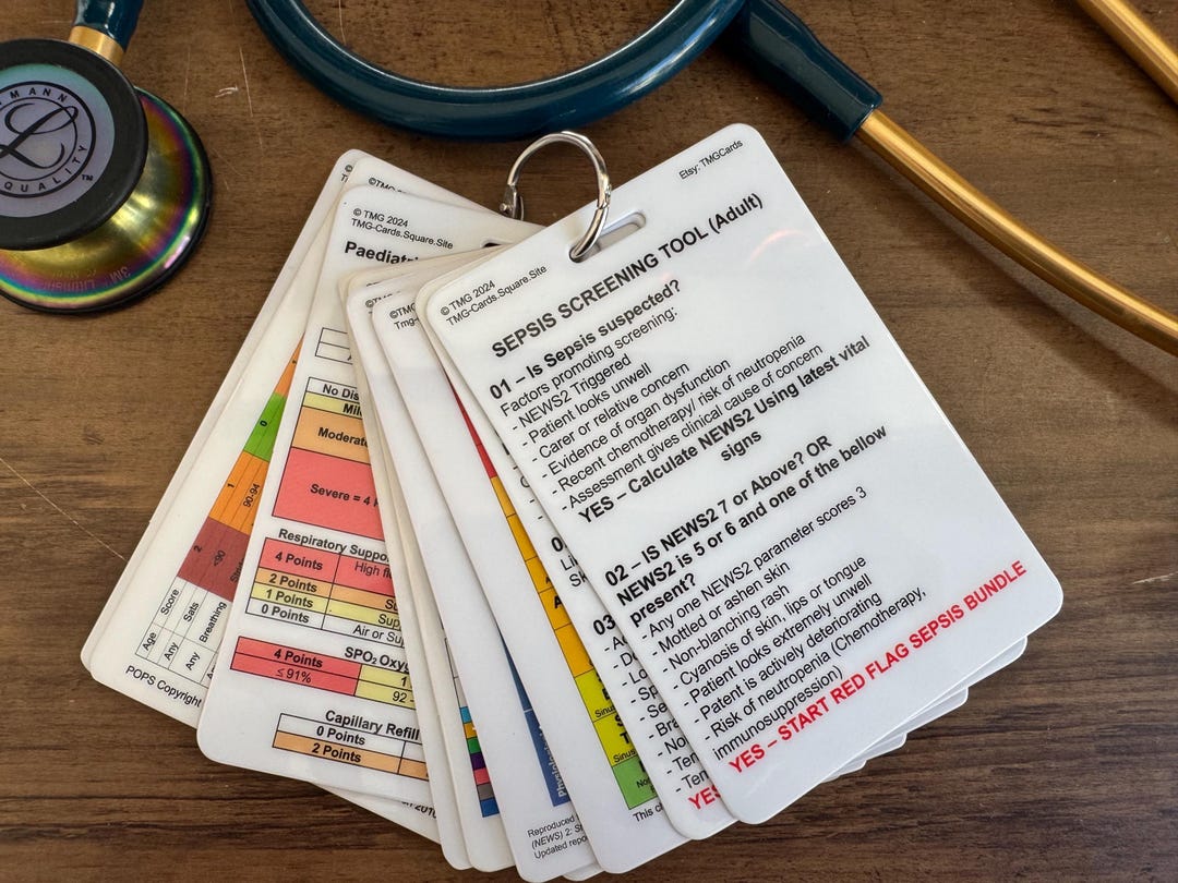 Set of 10 Healthcare, Nursing, Medical Educational Pocket Cards Bundle ...