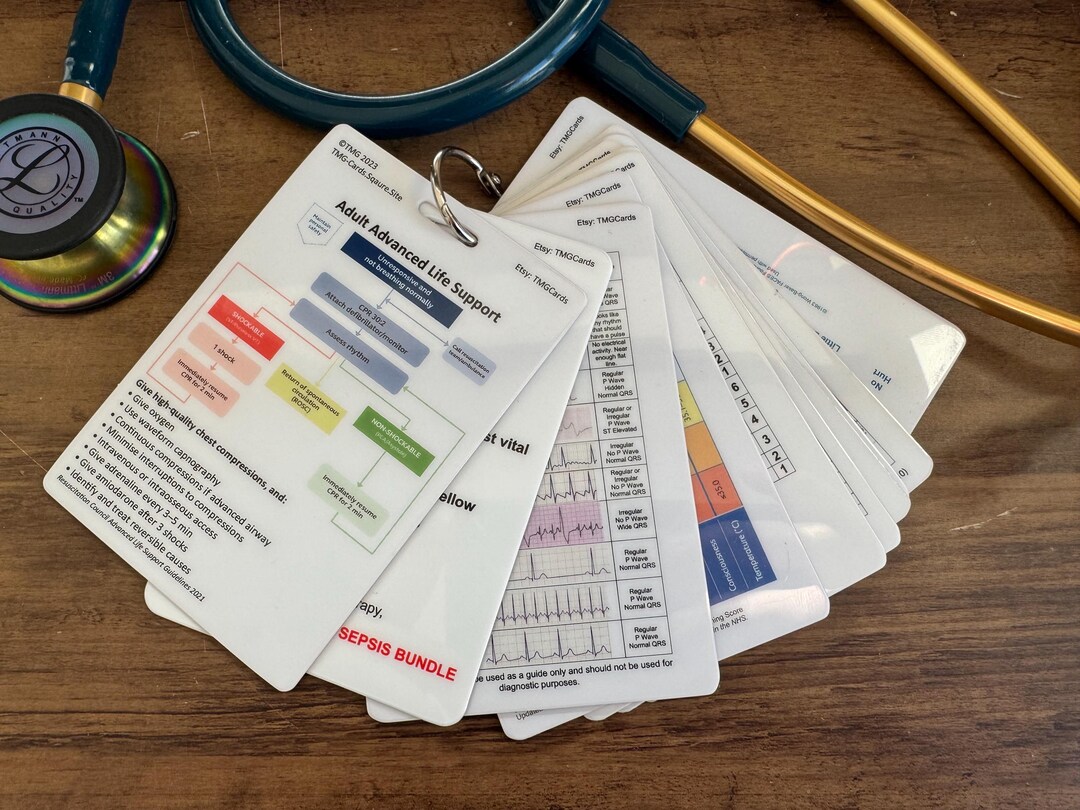 Set of 10 Healthcare, Nursing, Medical Educational Pocket Cards Bundle ...