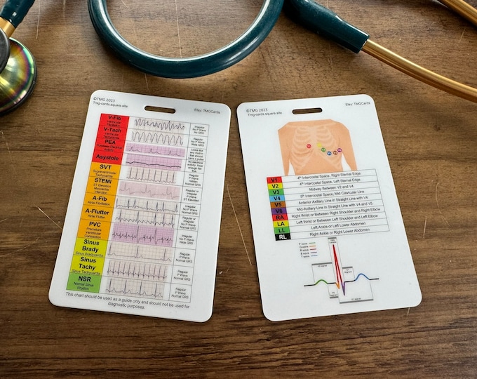 Ekg Ruler Badge Pocket Card Vertical for Nurse Paramedic EMT for ID ...