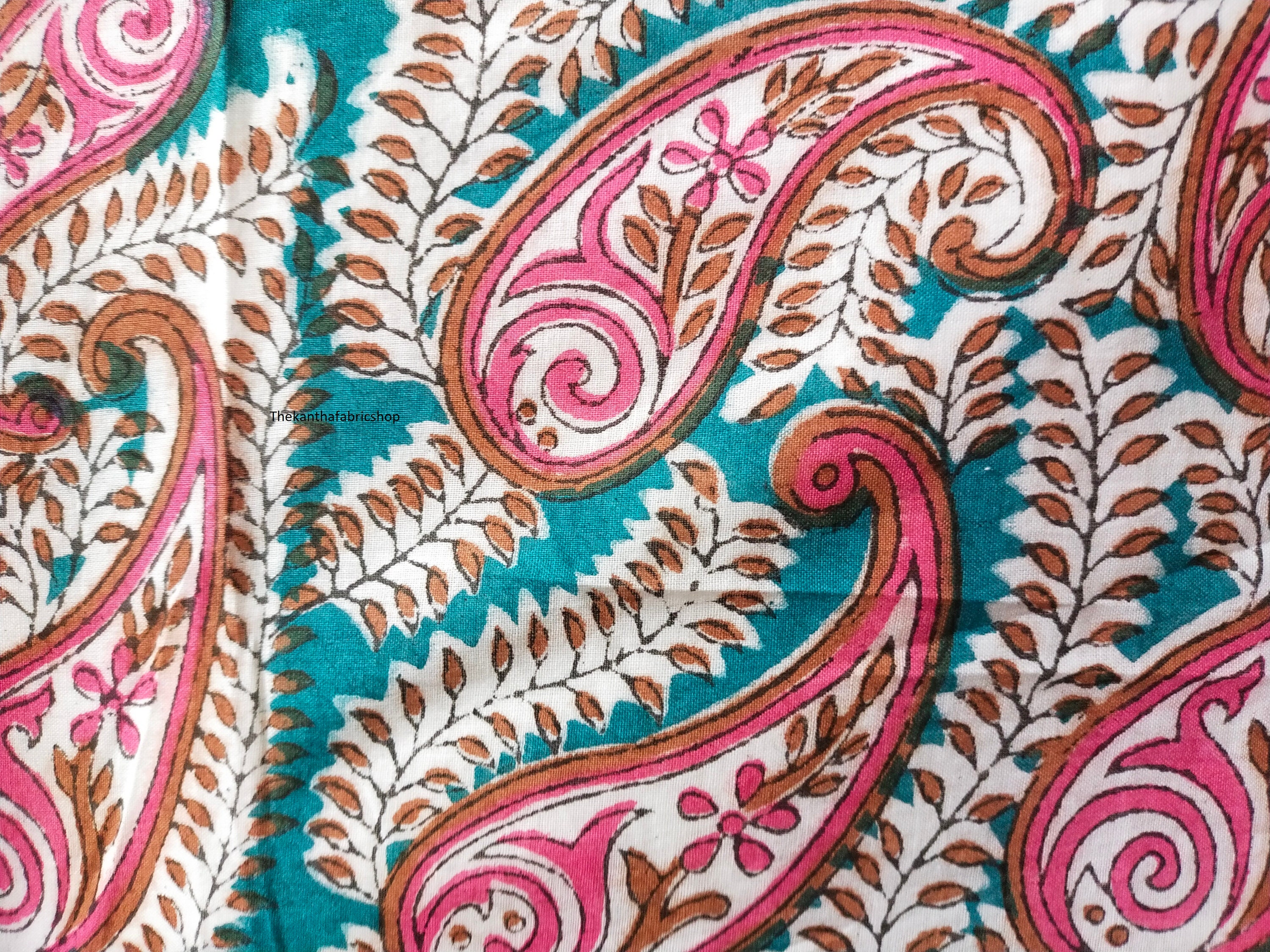 A la venta tela con estampado de bloque a mano Boho Tapicería | Etsy