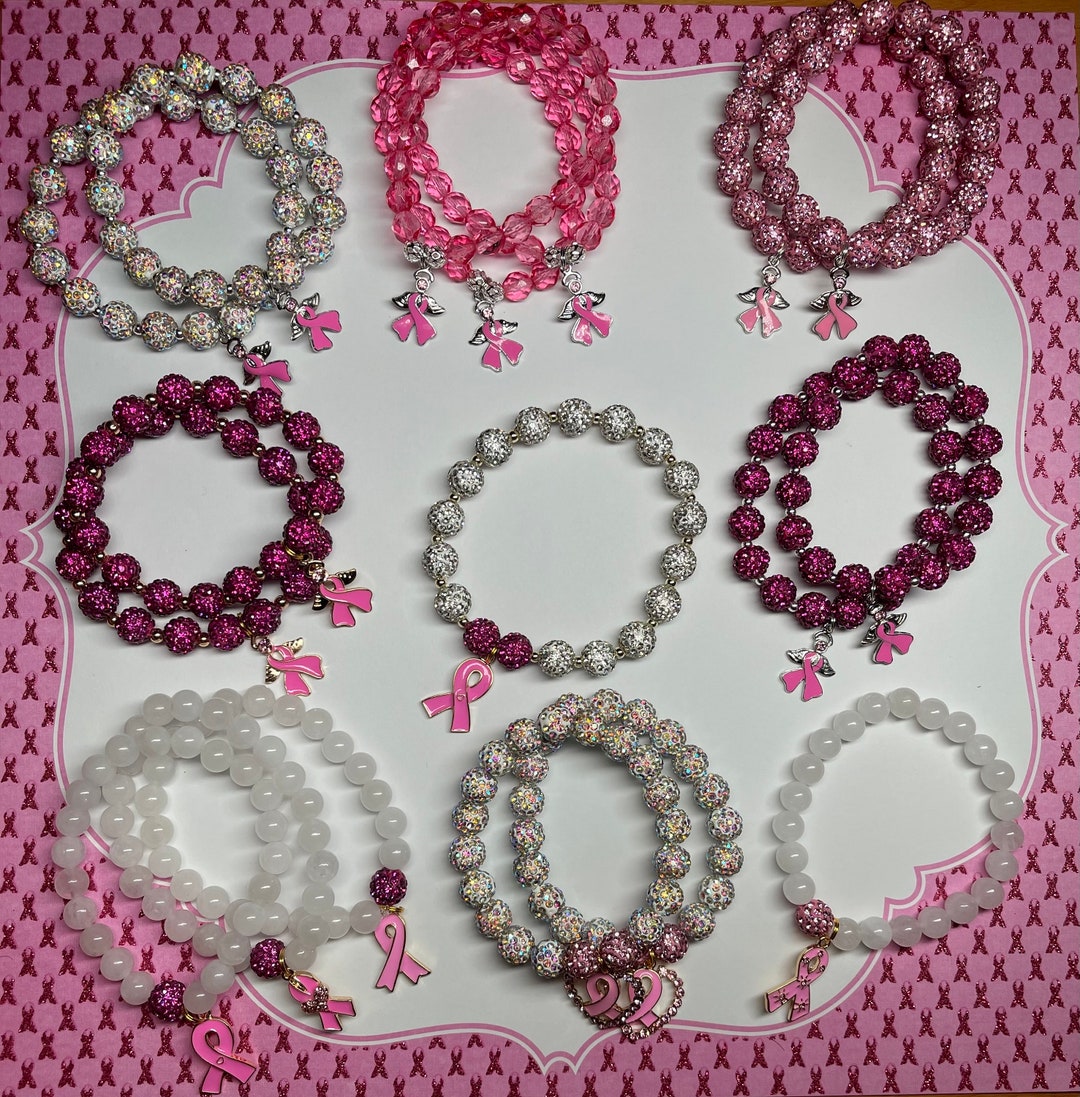 Breast Cancer Awareness Bracelet L Pink Ribbon Bracelet L Pink - Etsy