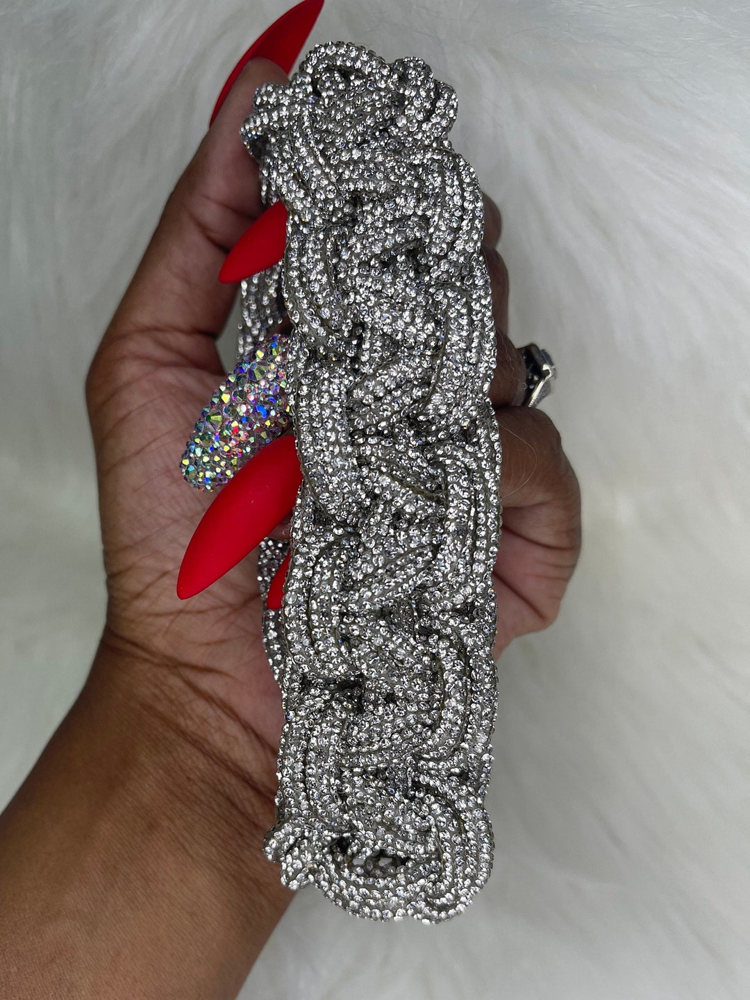 Jumbo Rhinestone Rope Keychain Bling Keychain Sparkle - Etsy