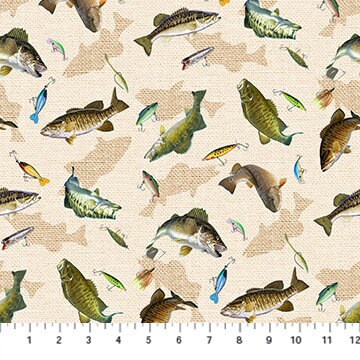 Hooked-by Al Agnew Fishing Themed Cotton Fabric-northcott - Etsy