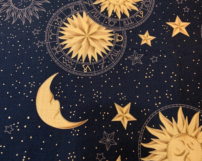 Sun, Moon and Stars Fabric-cotton-by the Yard - Etsy