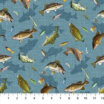 Hooked-by Al Agnew Fishing Themed Cotton Fabric-northcott - Etsy