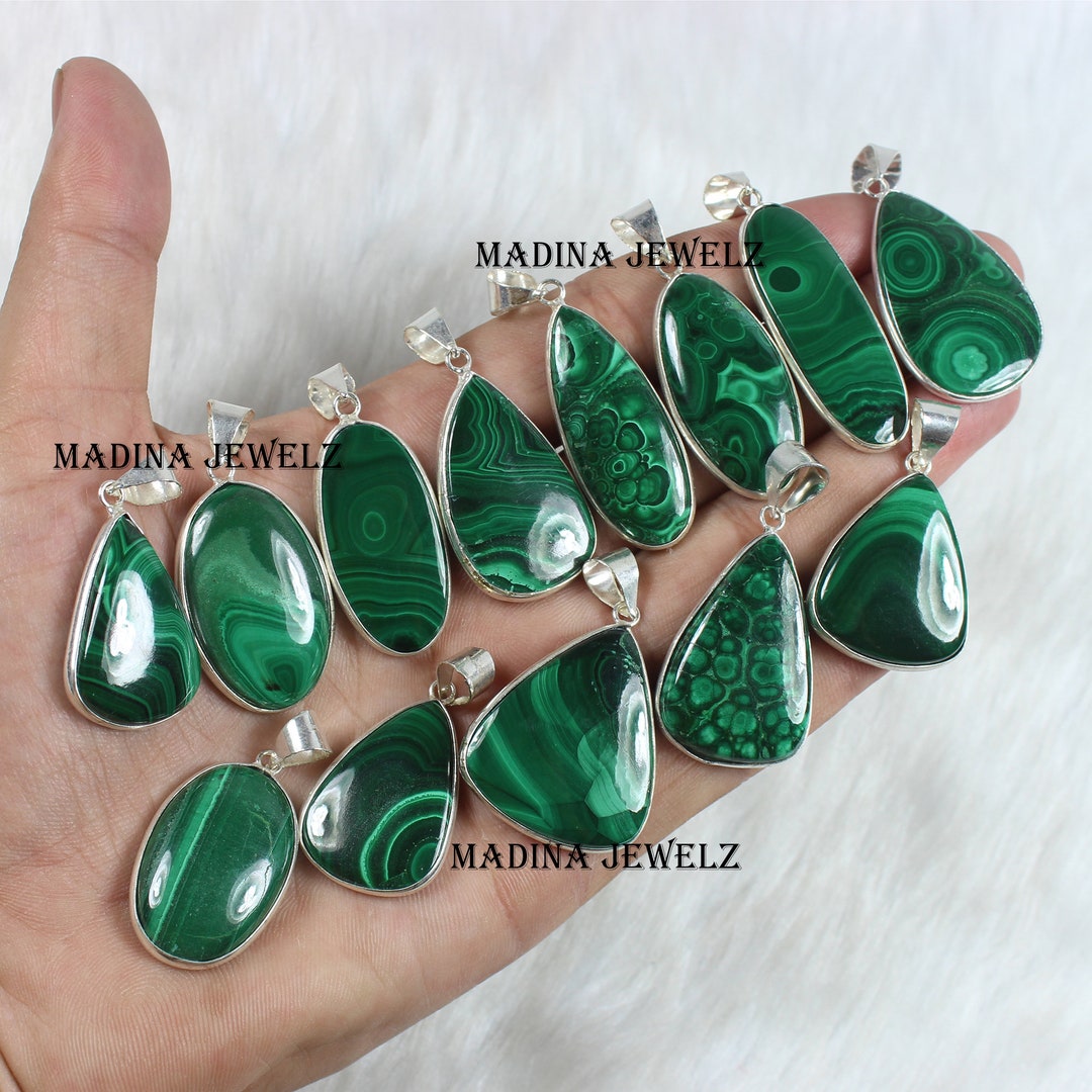 AAA Natural Malachite Cabochon Pendant Lot, Amazing Mix Shape & Size ...