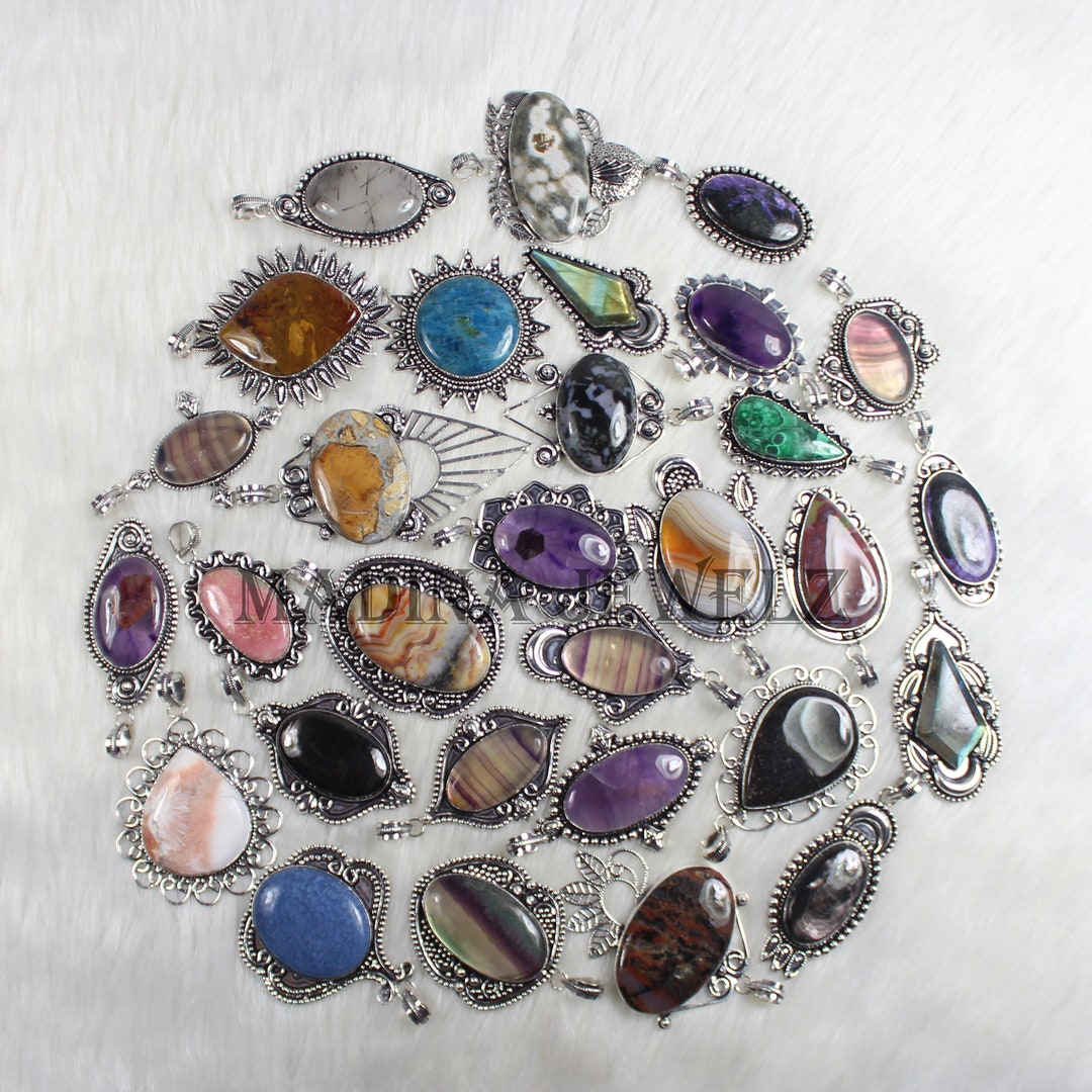 Amazing Mix Gemstone Pendant, Sterling Silver Pendant, Antique Pendant ...