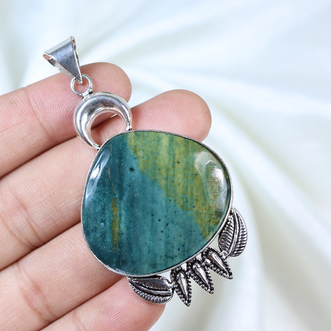 Natural Larsonite Pendant, Sterling Silver Pendant, Designer Pendant ...