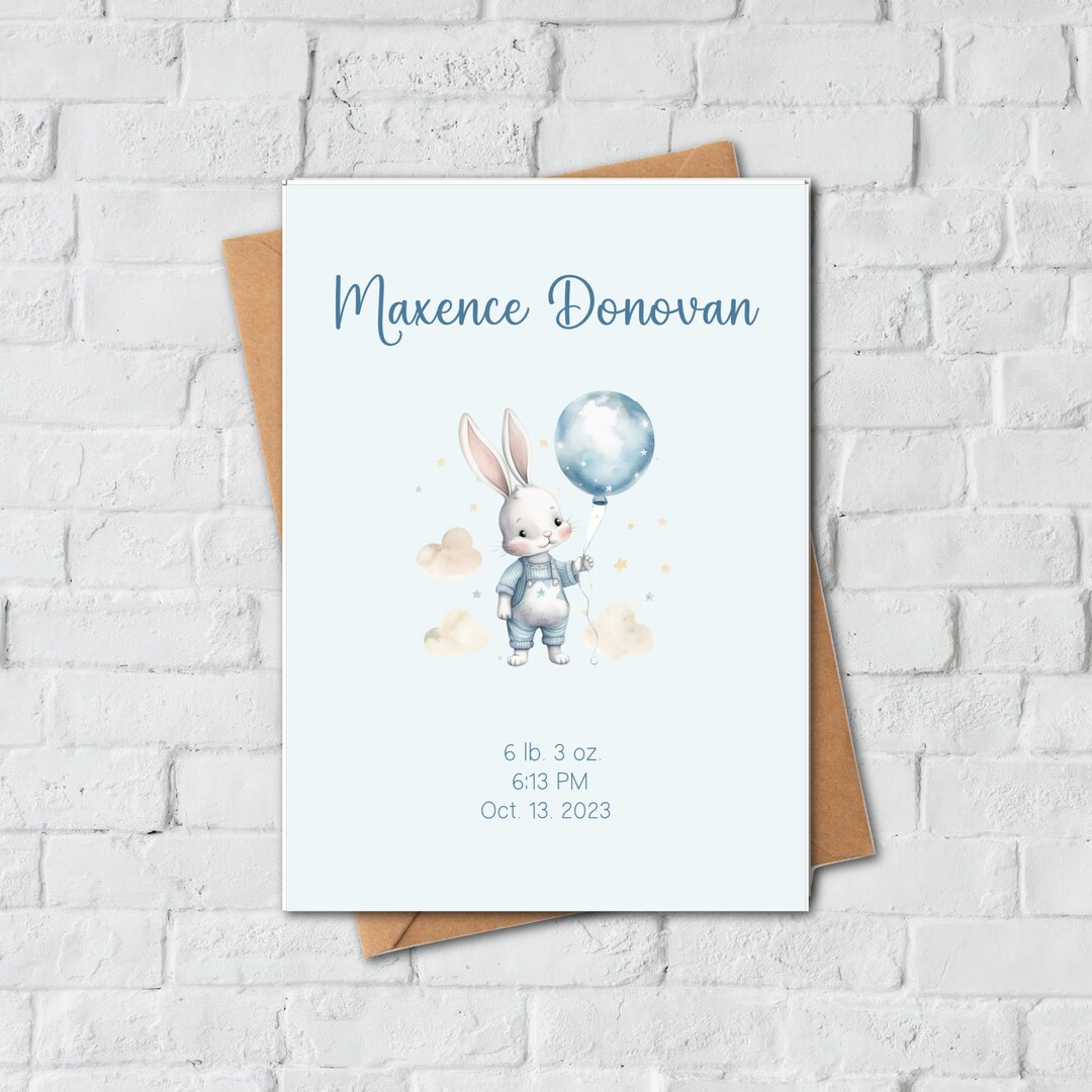 Boy Birth Announcement Printable Printable Birth - Etsy