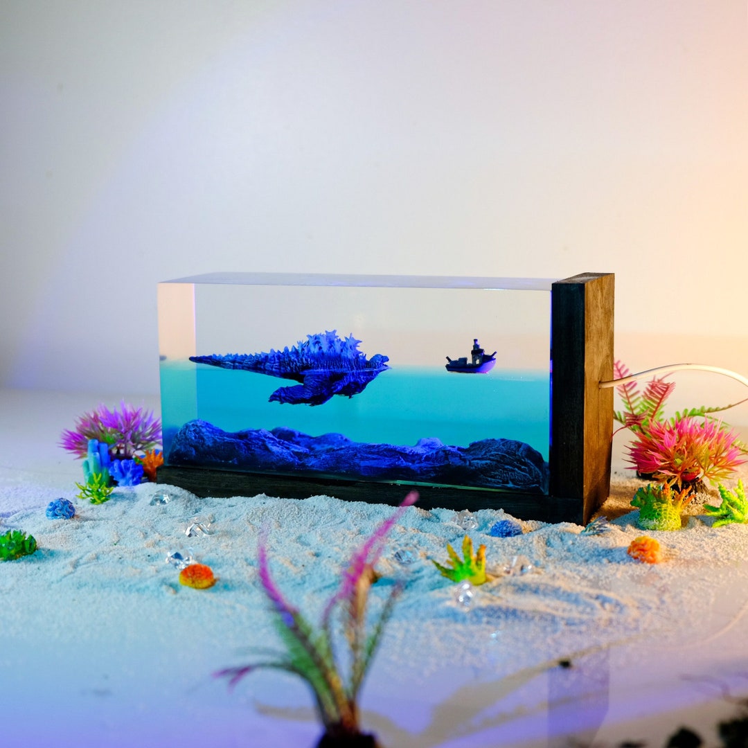 Monster Resin Lamp, Godzilla Handmade Decor Epoxy Lamp, Unique Handmade ...