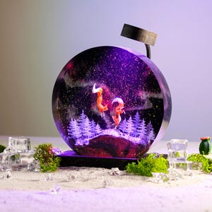 Dancing Fox Resin Lamp, Handmade Decor Epoxy Lamp, Unique Handmade Gift ...