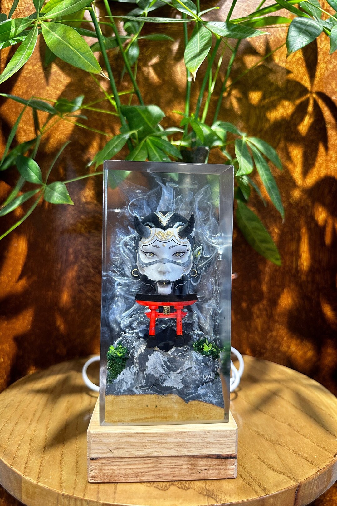 Handmade Oni Mask Resin Lamp: Torii Gate Light Decor - Etsy