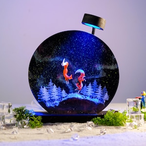 Dancing Fox Resin Lamp, Handmade Decor Epoxy Lamp, Unique Handmade Gift ...