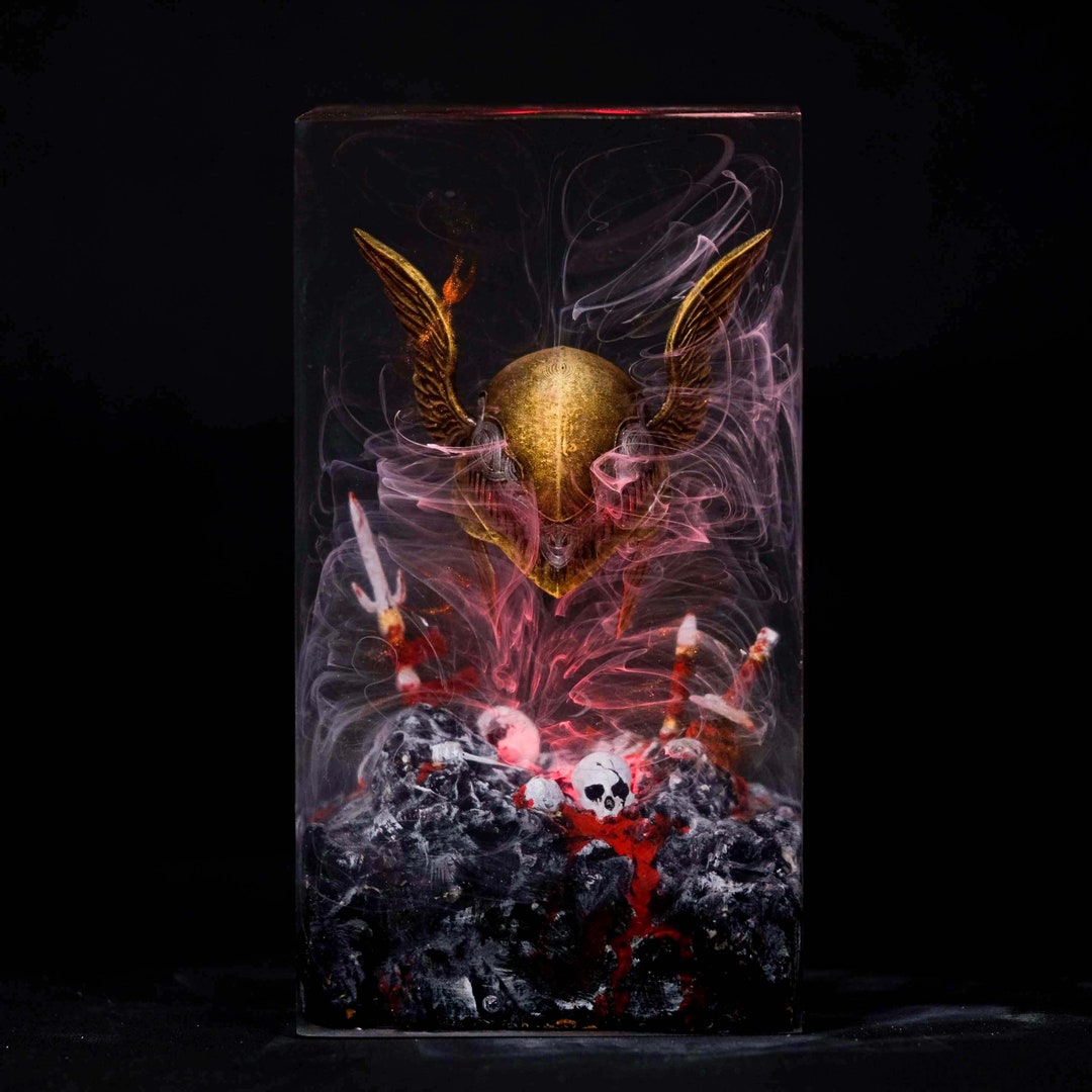 Warrior Wing Helmet Resin Lamp, Handmade Game Night Light Gift, Unique ...