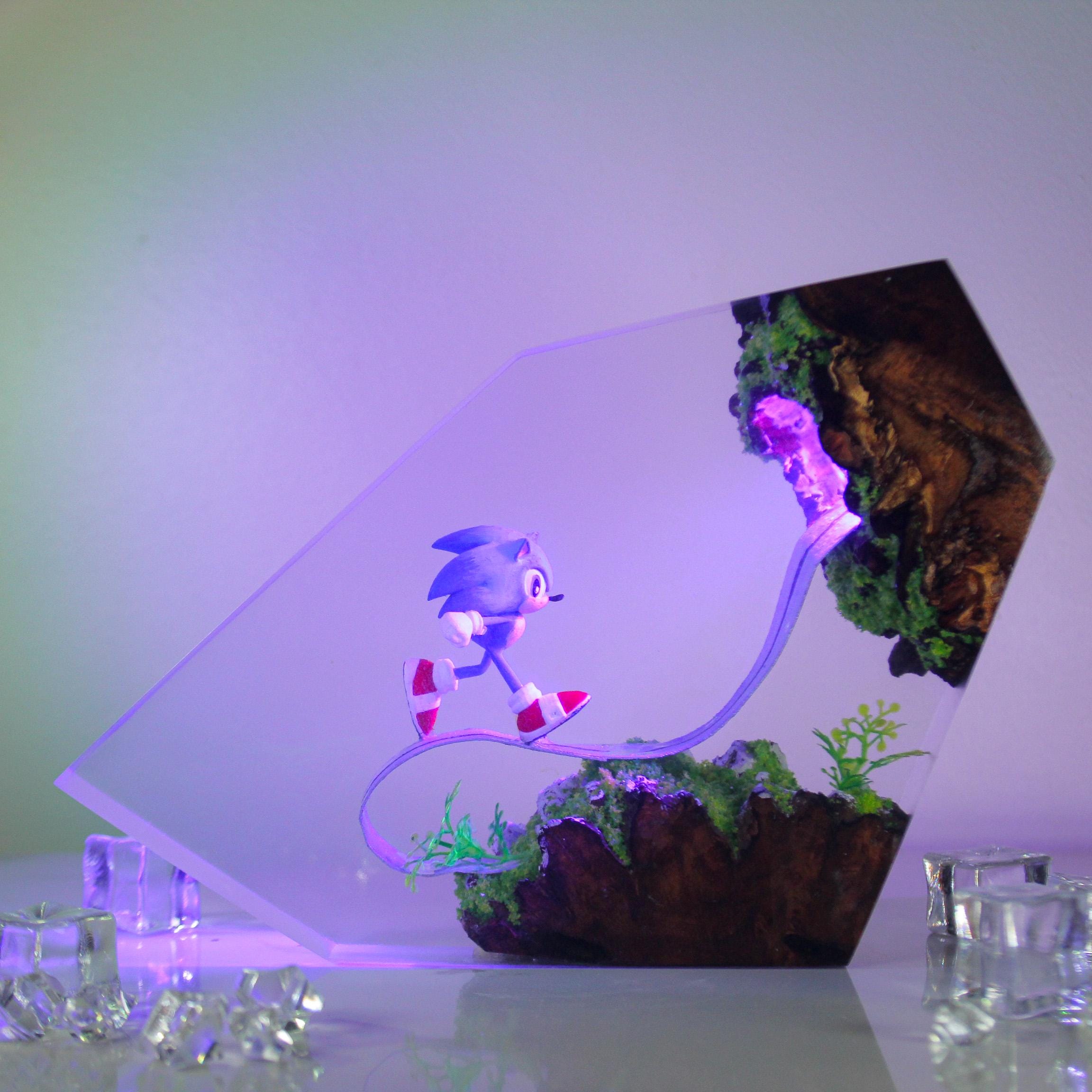 Sonic Diorama Resin Lamp: Shadow the Hedgehog Handmade Night Light - Etsy