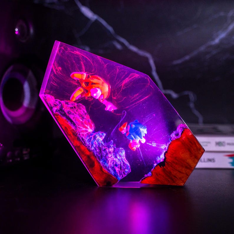 Resin Sonic Night Light, Epoxy Resin Lamp for Gamers, 16rgbs LED ...