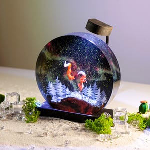 Dancing Fox Resin Lamp, Handmade Decor Epoxy Lamp, Unique Handmade Gift ...