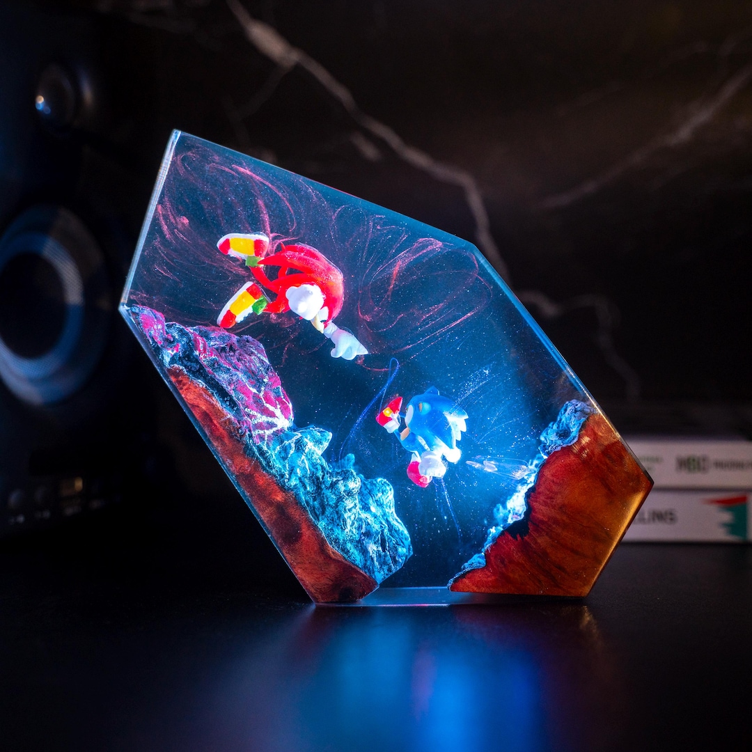 Resin Sonic Night Light, Epoxy Resin Lamp for Gamers, 16rgbs LED ...