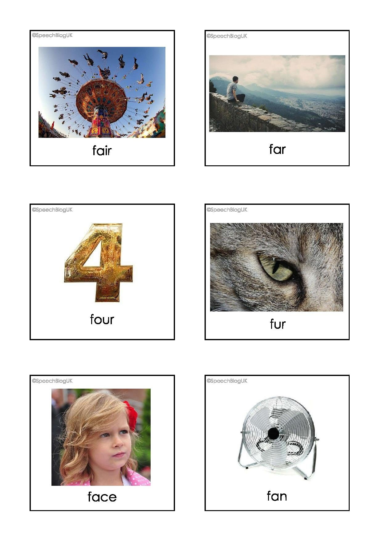 Speech Therapy F Cards - Etsy