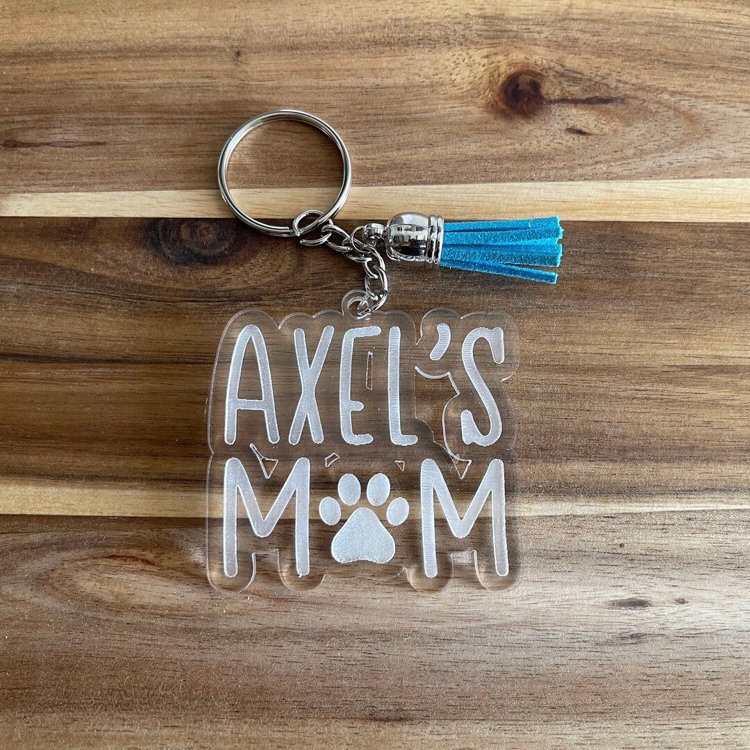 Personalized Dog Mom Keychain: Acrylic Paw Print Gift - Etsy