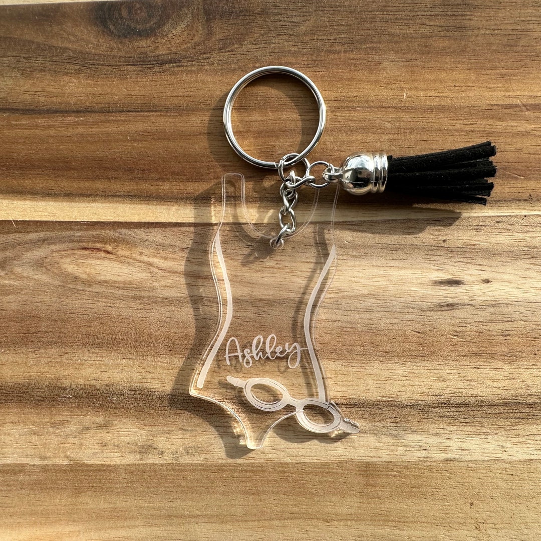 Personalized Swim Team Keychain: Acrylic Swimsuit Bag Tag - Etsy