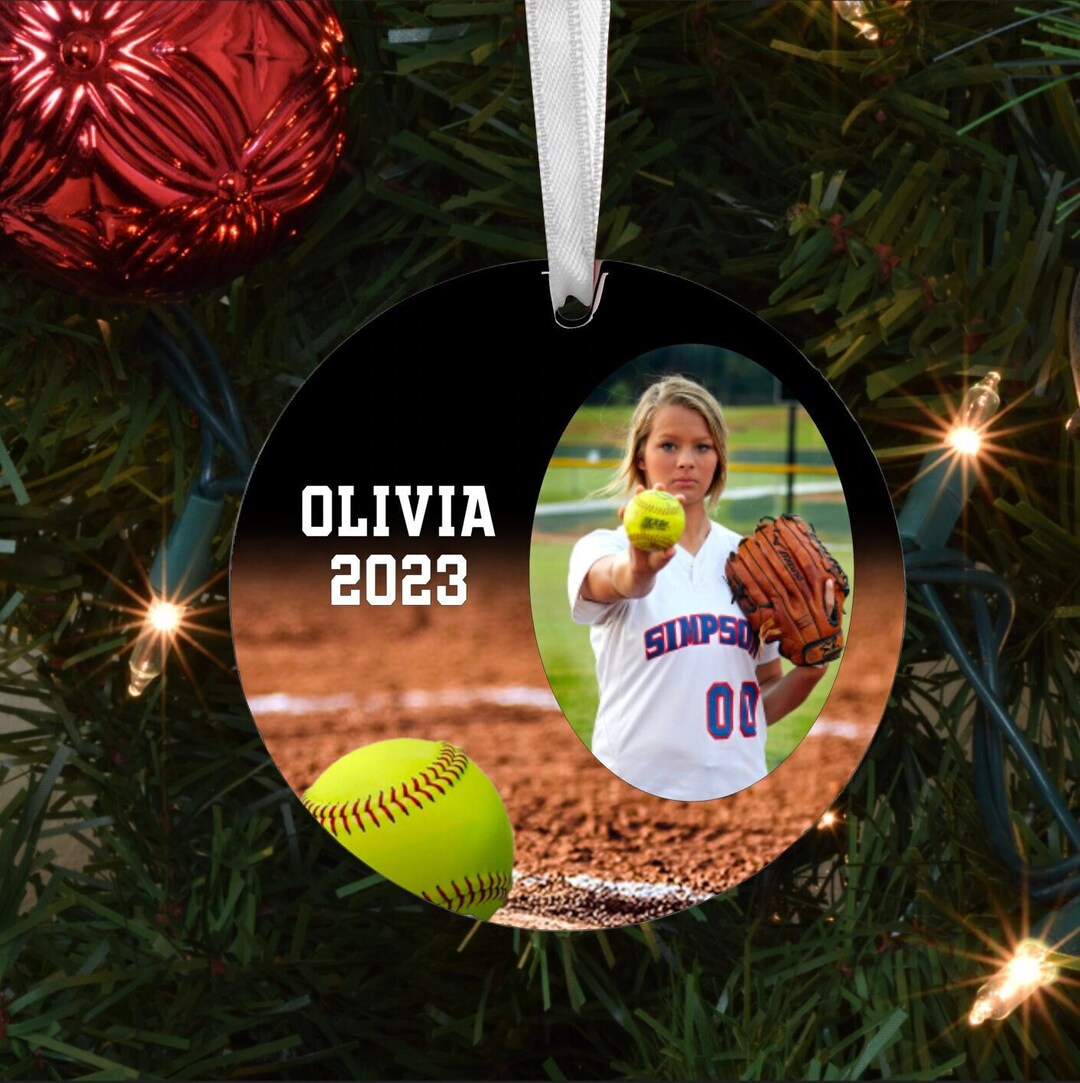 Softball Player Photo Christmas Ornament, Sports Christmas Ornament ...