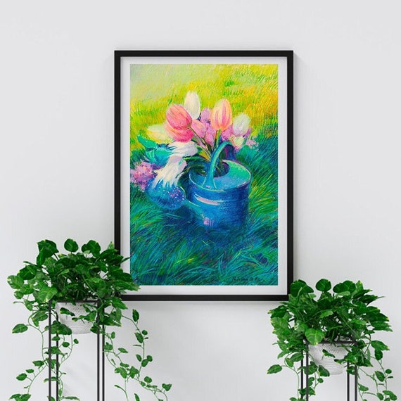 Vibrant Flower Painting Flower Wall Art Oil Pastel Painting - Etsy