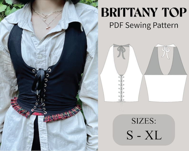 Sewing Pattern || Brittany Lace up V-neck Tie Top | Digital PDF ...
