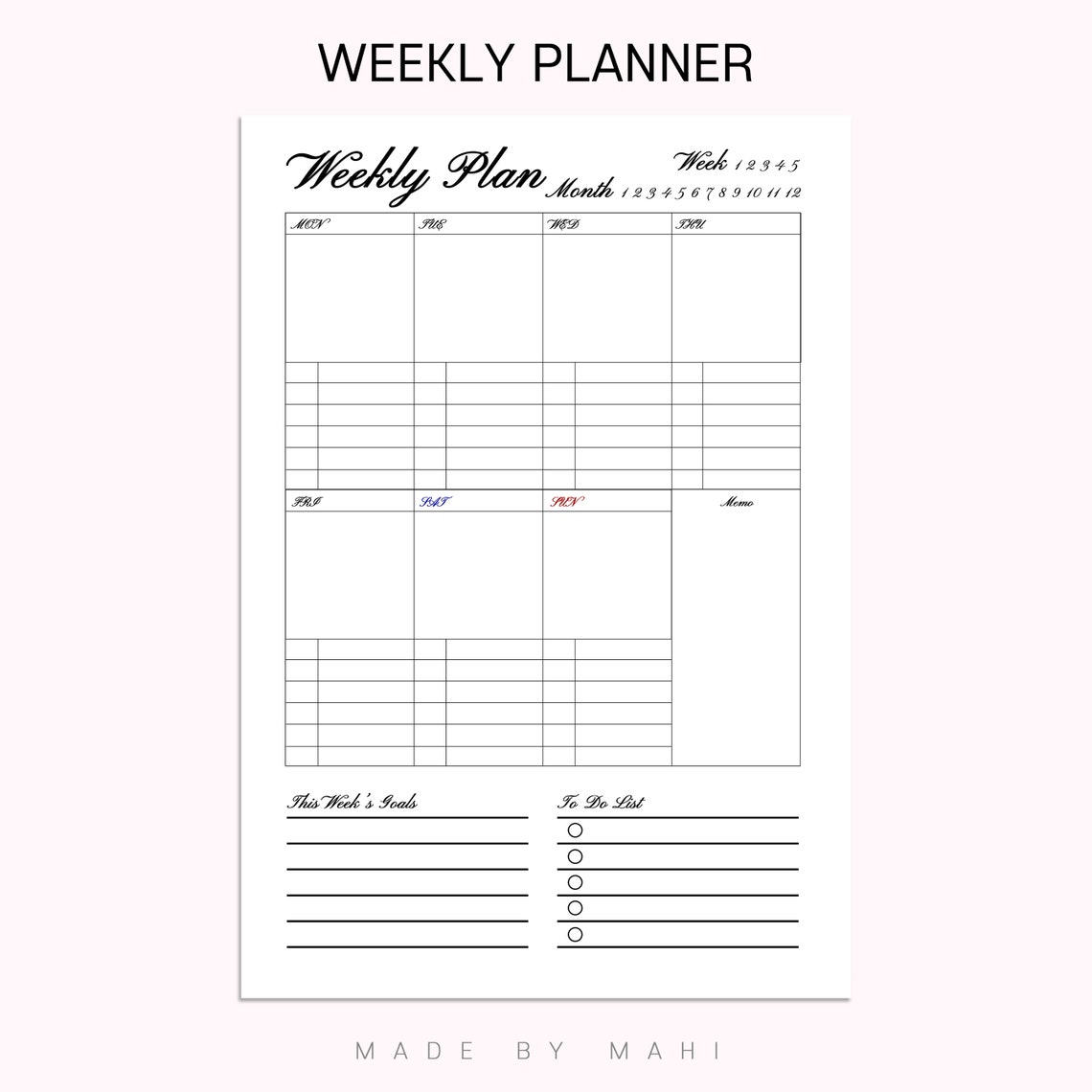 Daily Weekly Monthly Planner Bundle, to Do List, Notes,printable ...