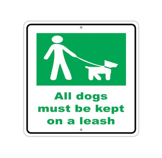 All Dogs Must Be Kept on A Leash Symbol 12x12" Aluminum Square Sign - Etsy