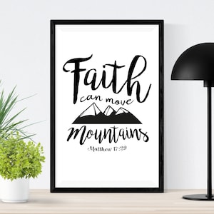 Faith Can Move Mountains Printable Wall Art Bible Verse Scripture Quote ...