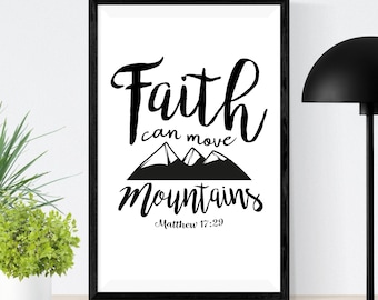 Digital Printable Bible Verse Faith Can Move Mountains - Etsy