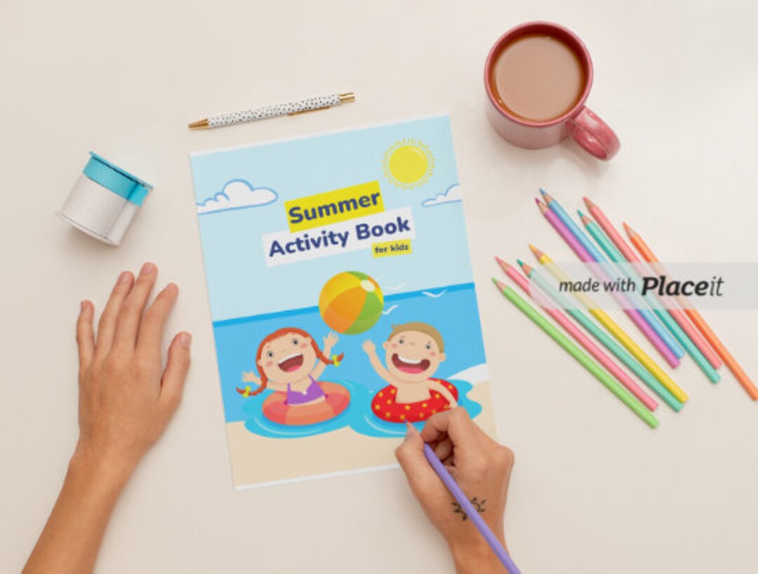Summer Worksheet Activity Book for Kids Blue in Cute Illustrative Style ...