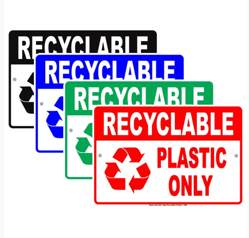 Recyclable Plastic Only Sign, 8x12", 12x18", 18x24" Corrugated Plastic ...