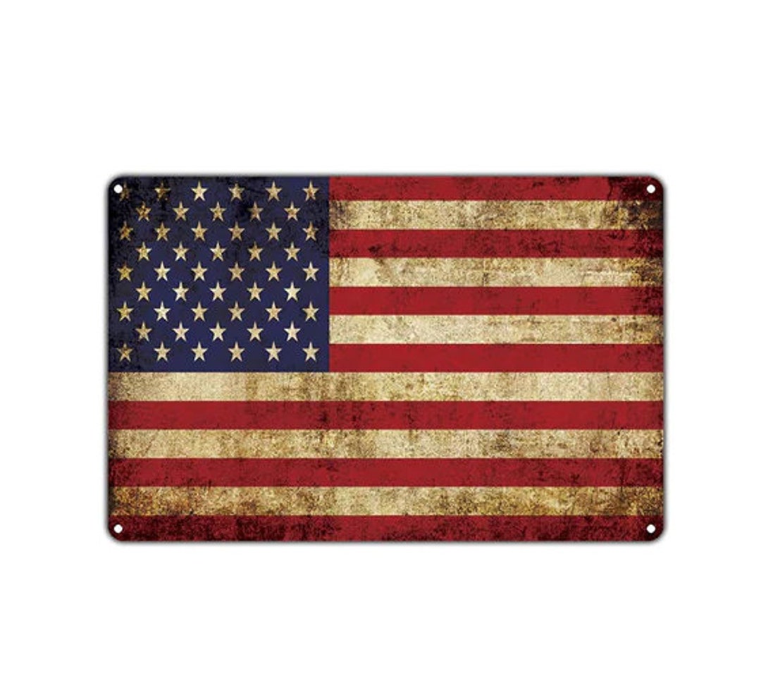 USA National Flag Vintage Sign, Ships to US Only, Aluminum Sign, Indoor ...