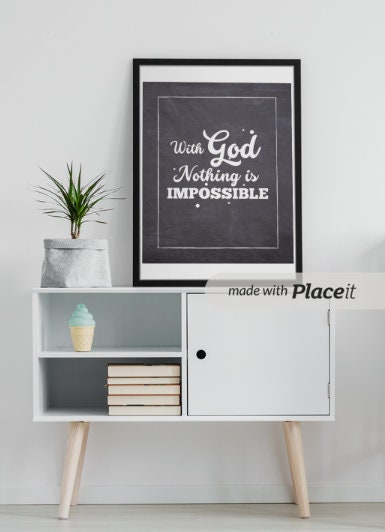 With God Nothing is Impossible Print Minimalist Wall Art Bible Poster ...