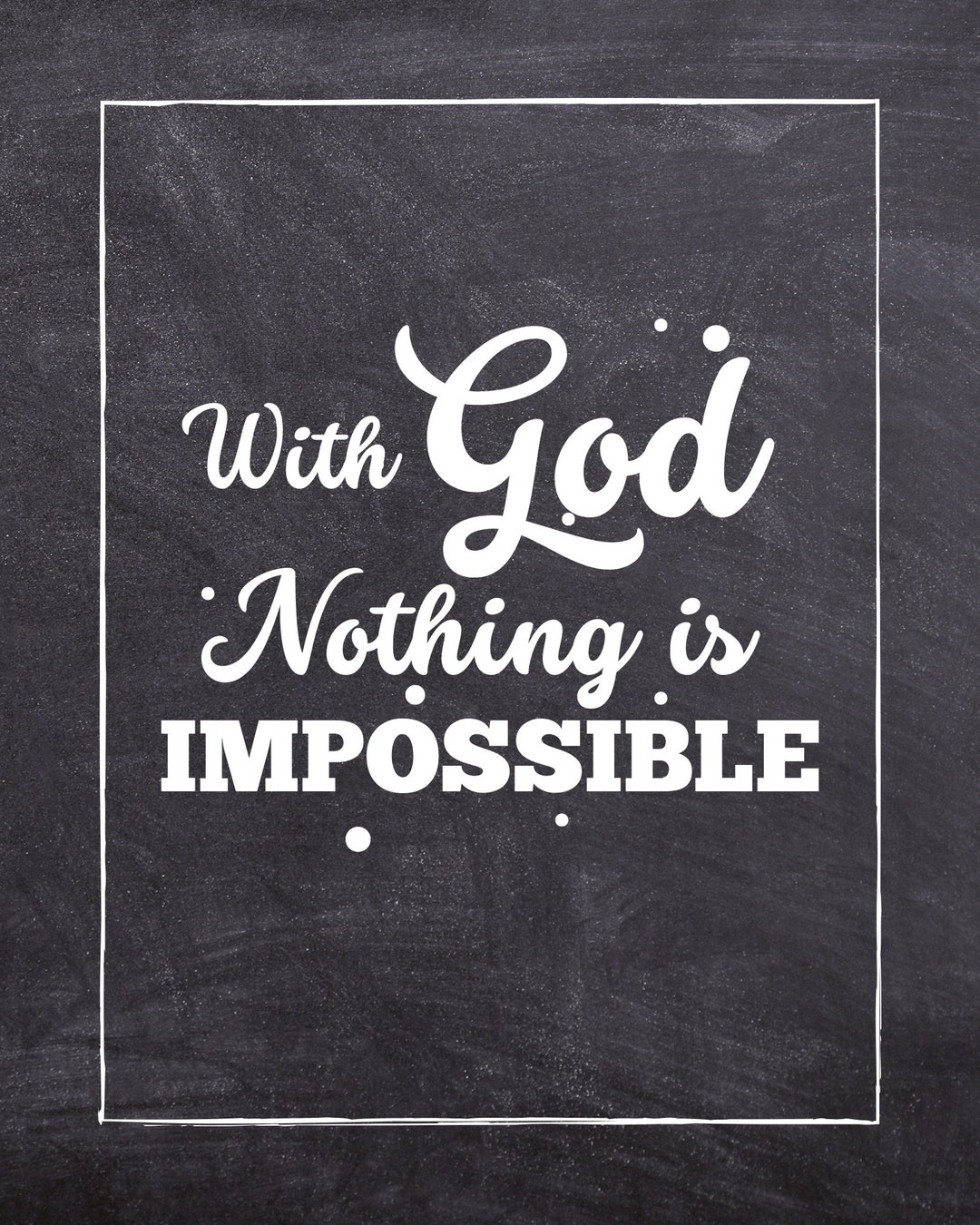 With God Nothing is Impossible Print Minimalist Wall Art Bible Poster ...
