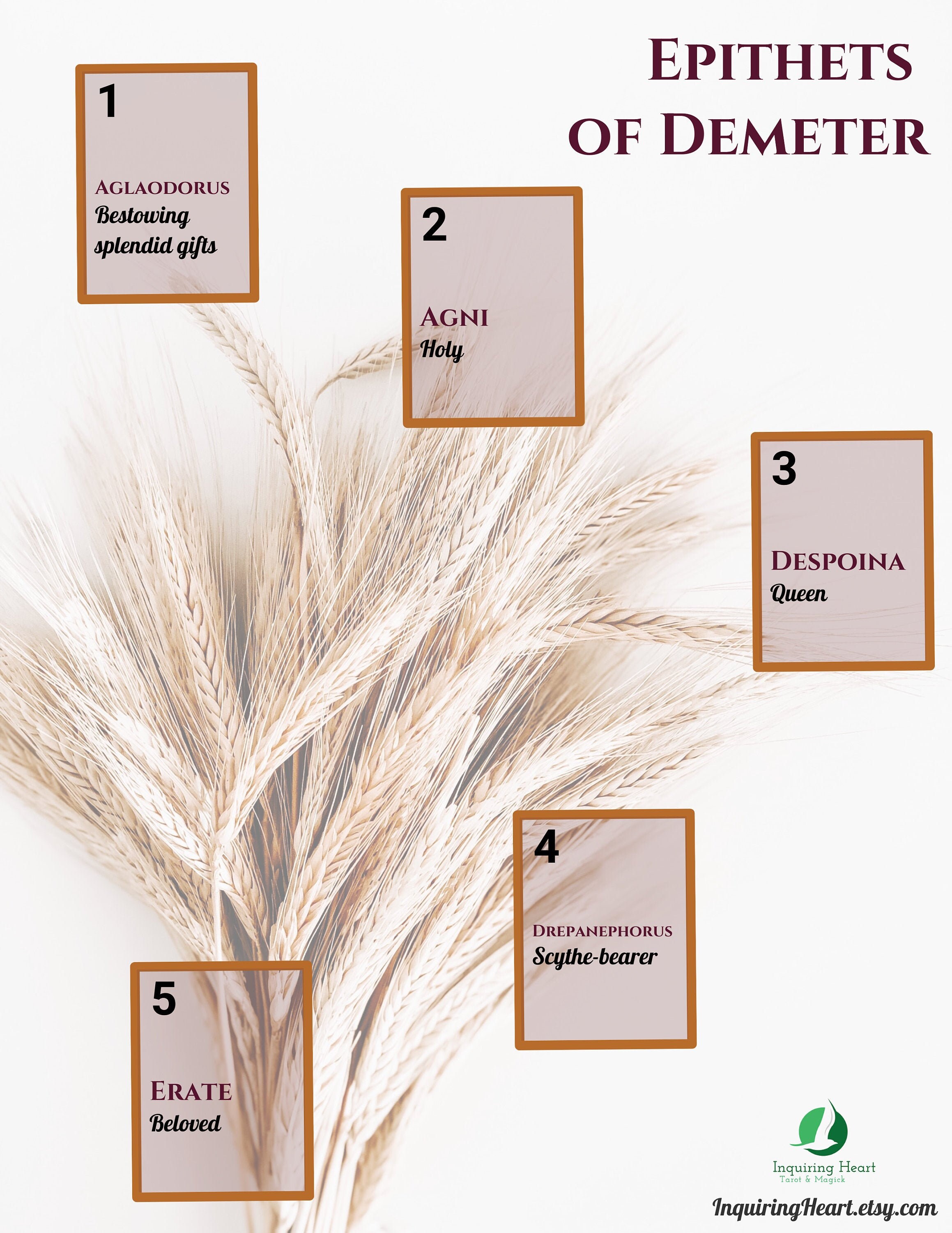 Demeter Downloadable Tarot Spread - Crops - Goddess - Fertility - Greek ...