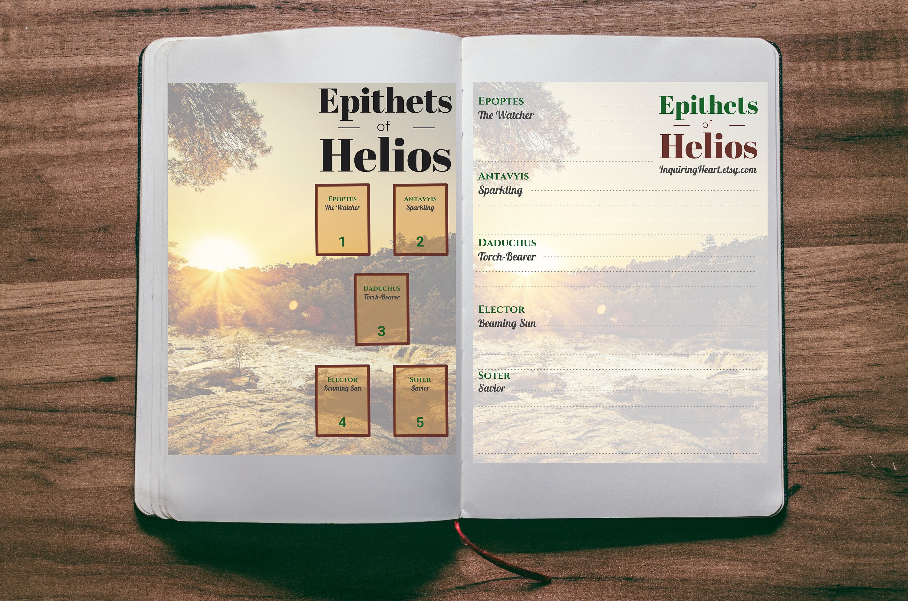 Helios Downloadable Tarot Spread - Sun - Titan - God - Greek - Hellenic ...