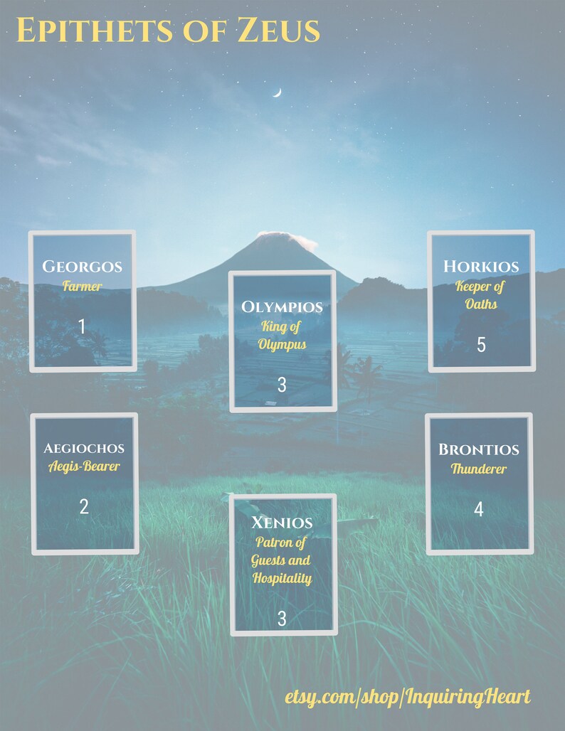 Zeus Downloadable Tarot Spread - God - Lightning Bolt - Greek ...
