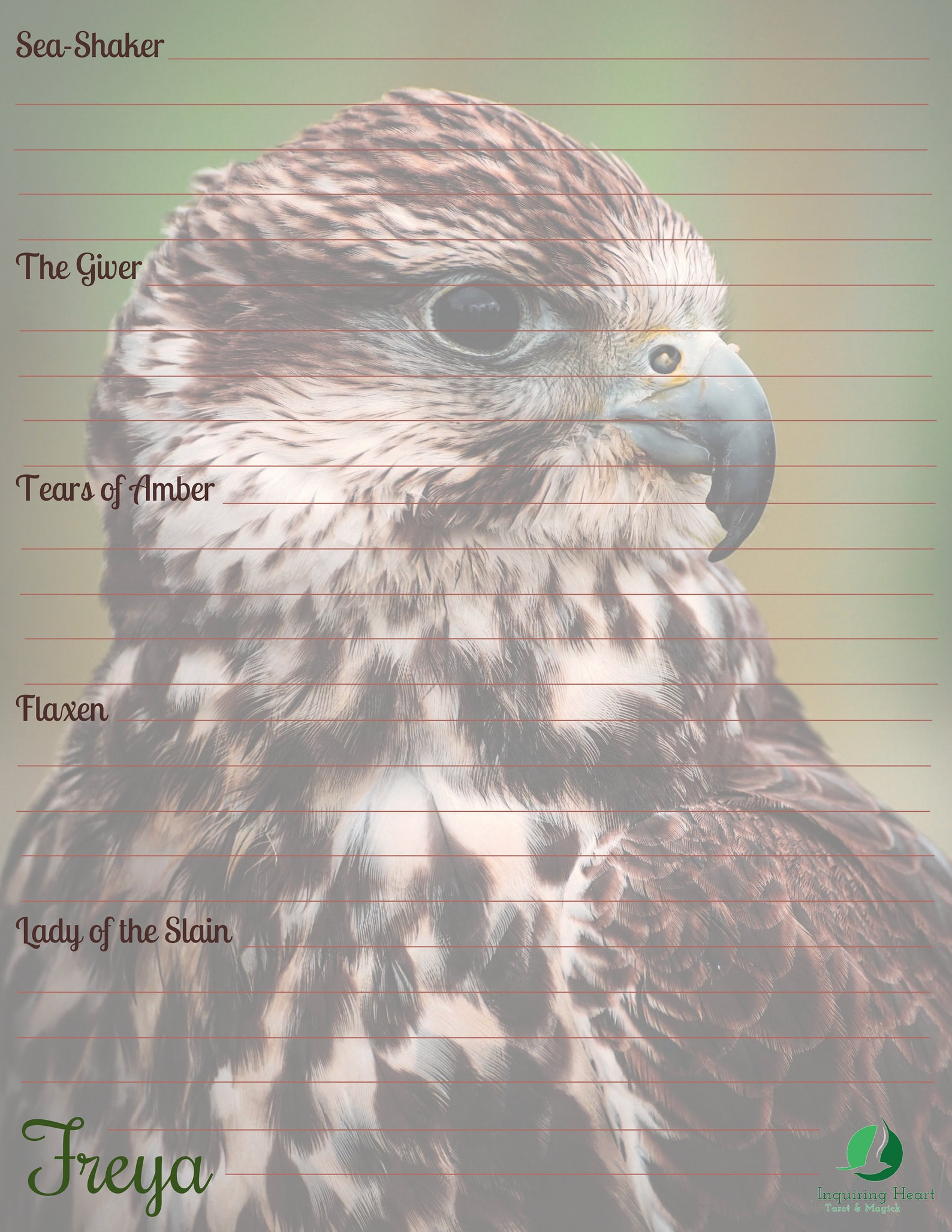 Freya Downloadable Tarot Spread - Norse Deity - Goddess - Janir ...