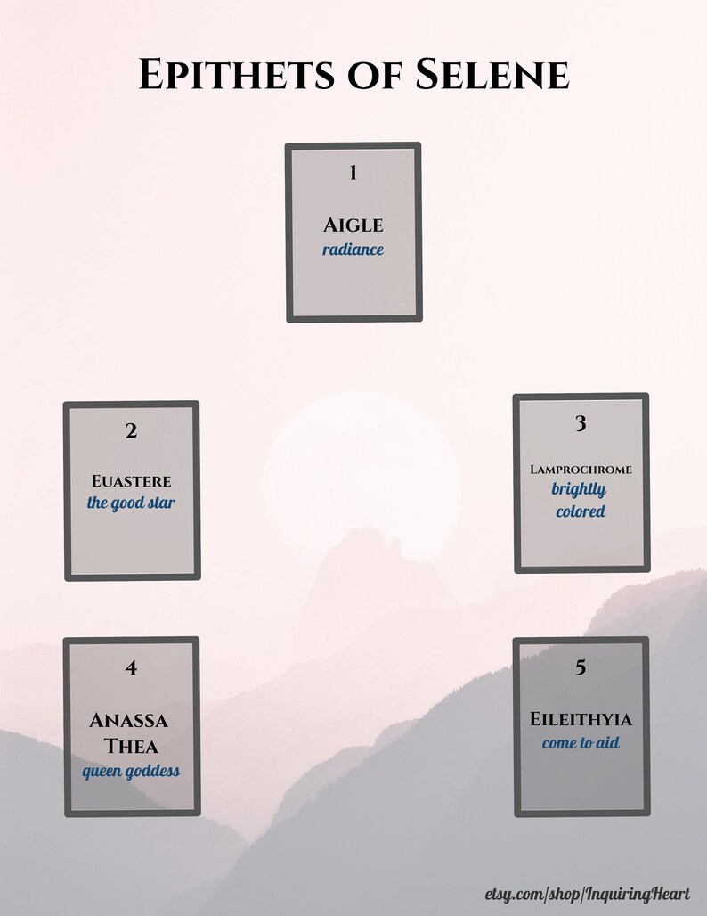 Selene Downloadable Tarot Spread - Moon - Goddess - Titan - Greek ...
