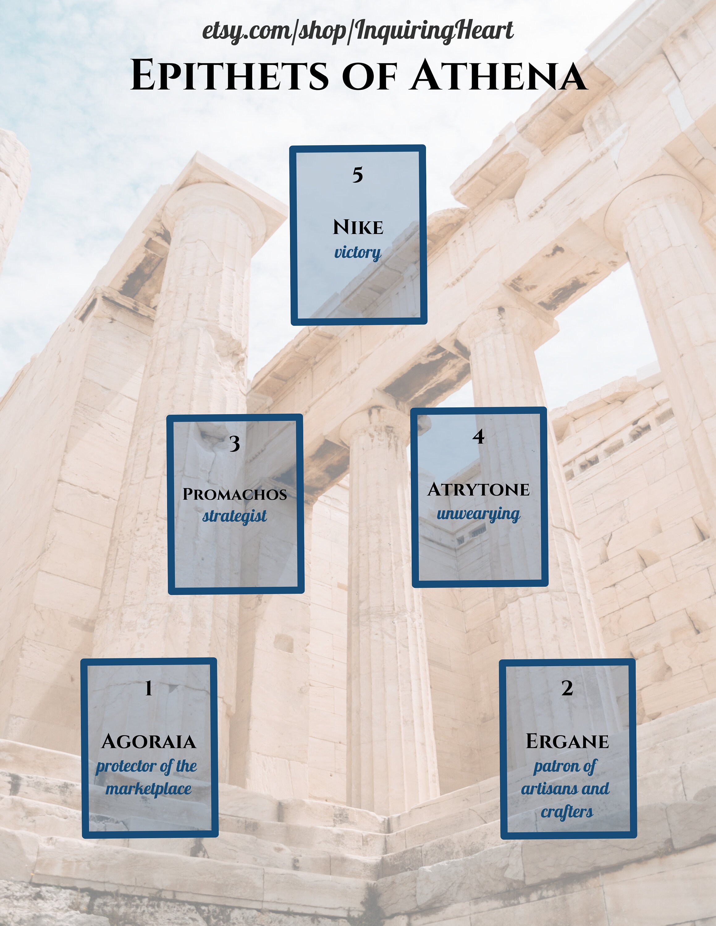 Athena Downloadable Tarot Spread Wisdom Warrior Goddess Greek Hellenic ...