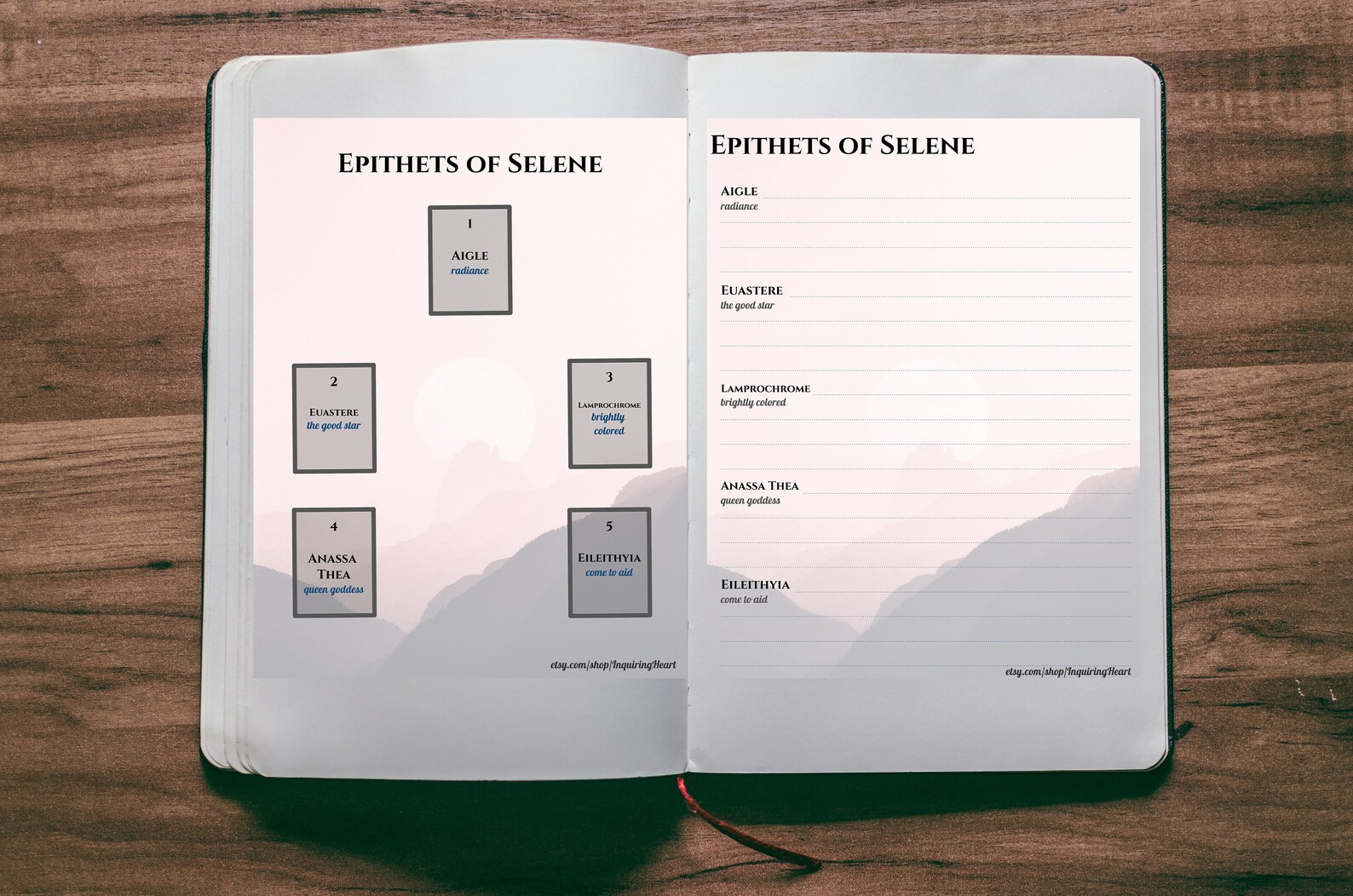 Selene Downloadable Tarot Spread - Moon - Goddess - Titan - Greek ...