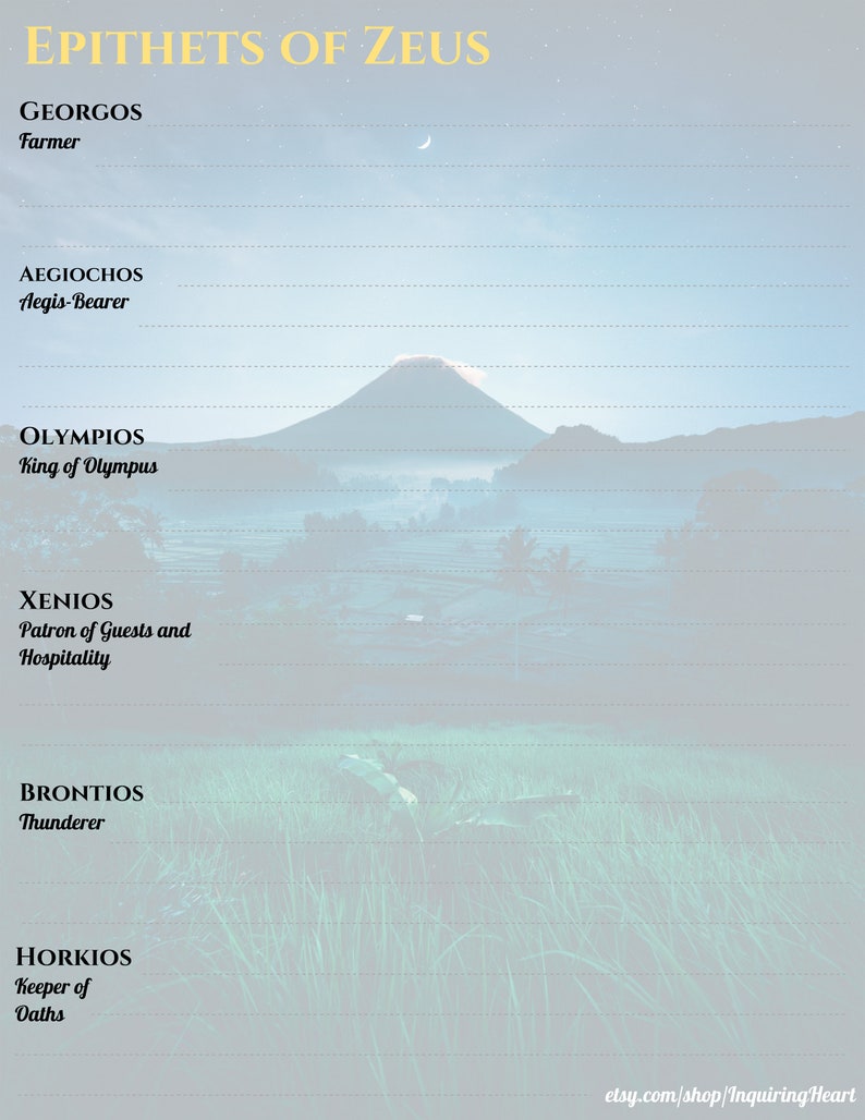 Zeus Downloadable Tarot Spread - God - Lightning Bolt - Greek ...