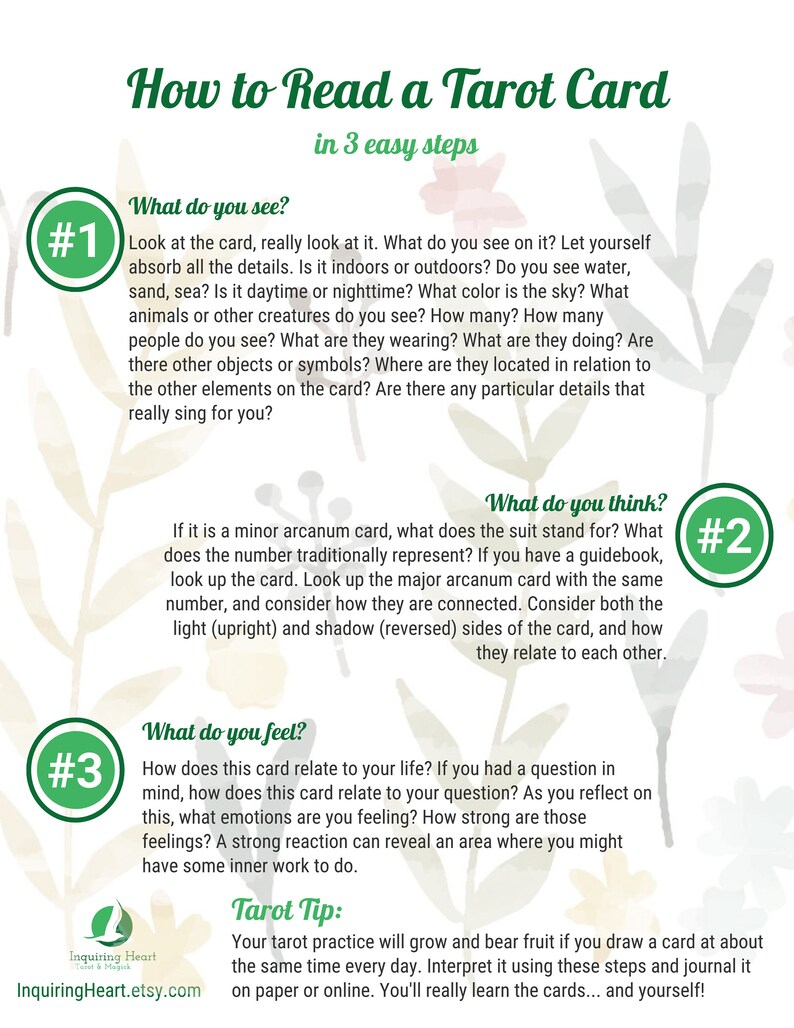 How to Read a Tarot Card in 3 Easy Steps - Guide - Printable - Journal ...