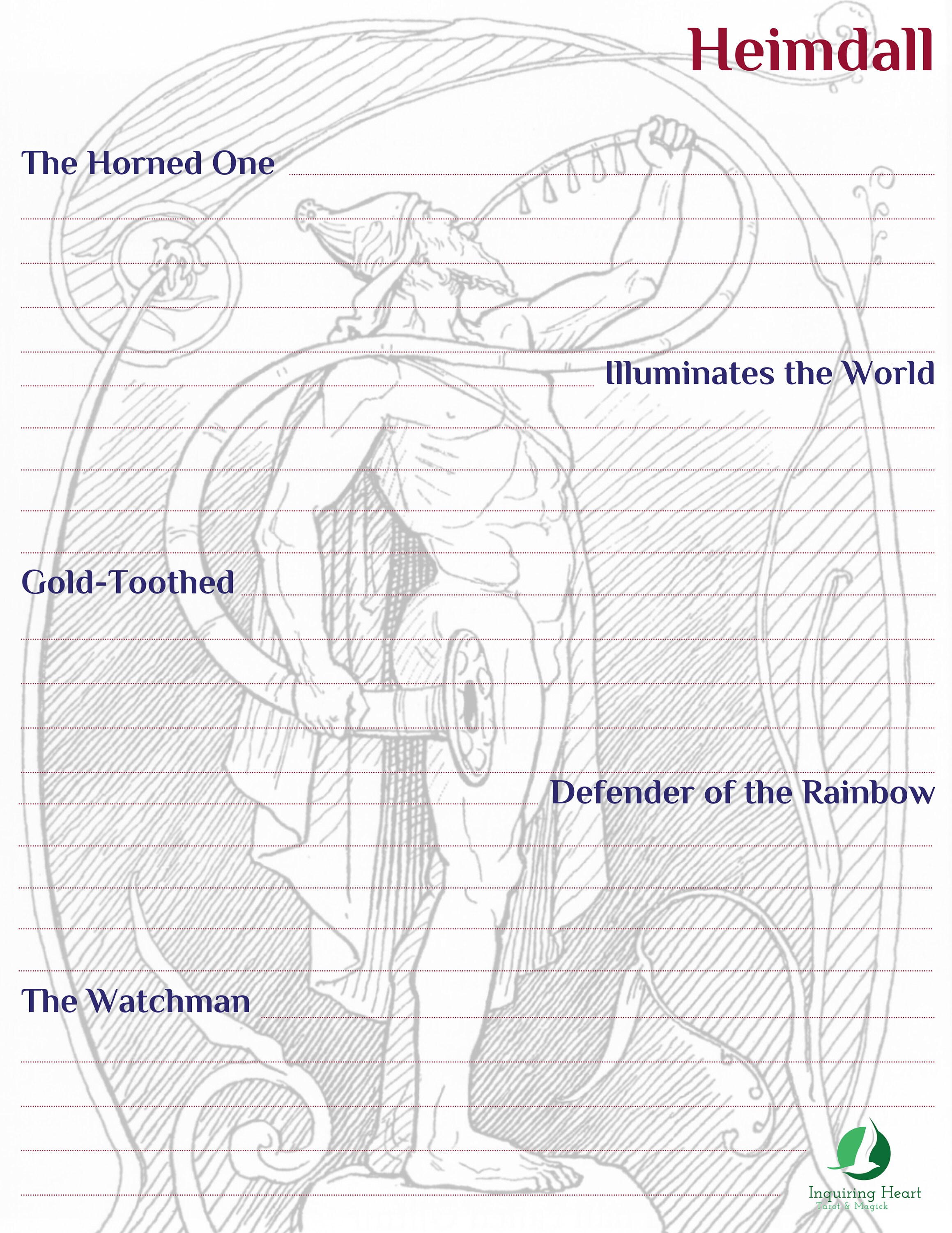 Heimdall Downloadable Tarot Spread - Norse Deity - God - Watchman ...