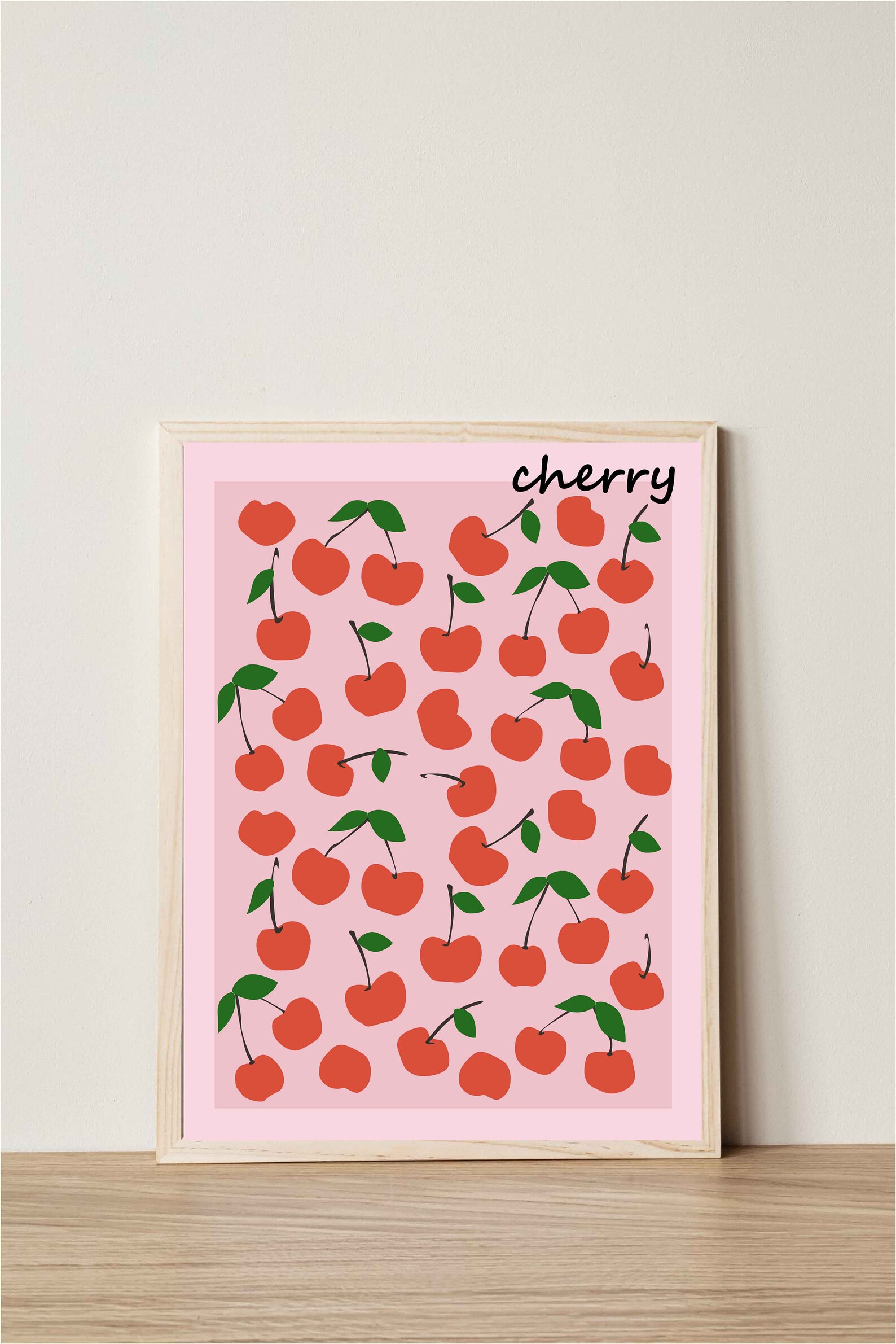 Fruit Poster, Cherry Print, Printable Wall Art, Abstract Art Print ...
