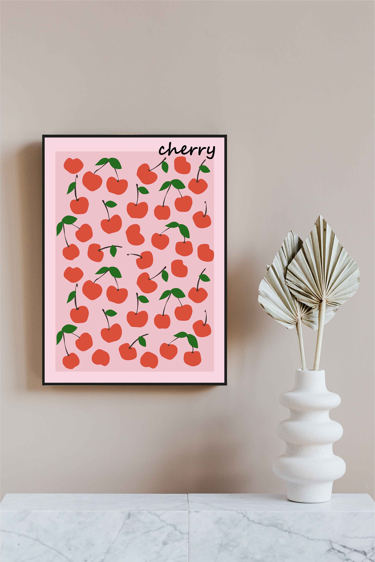Fruit Poster Cherry Print Printable Wall Art Abstract Art - Etsy Sweden